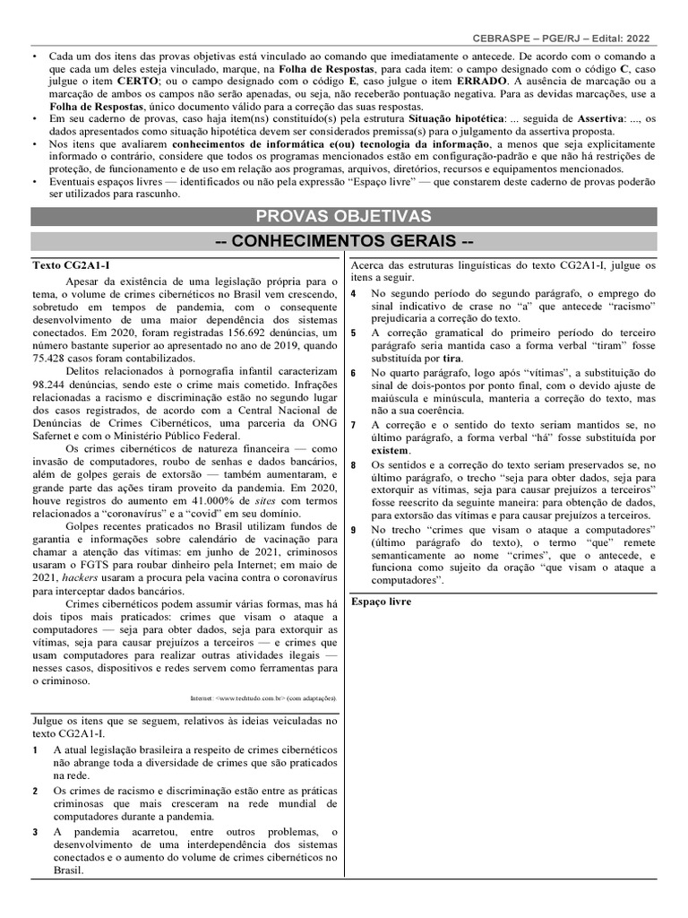 Conhecimentos Gerais - : Provas Objetivas | PDF