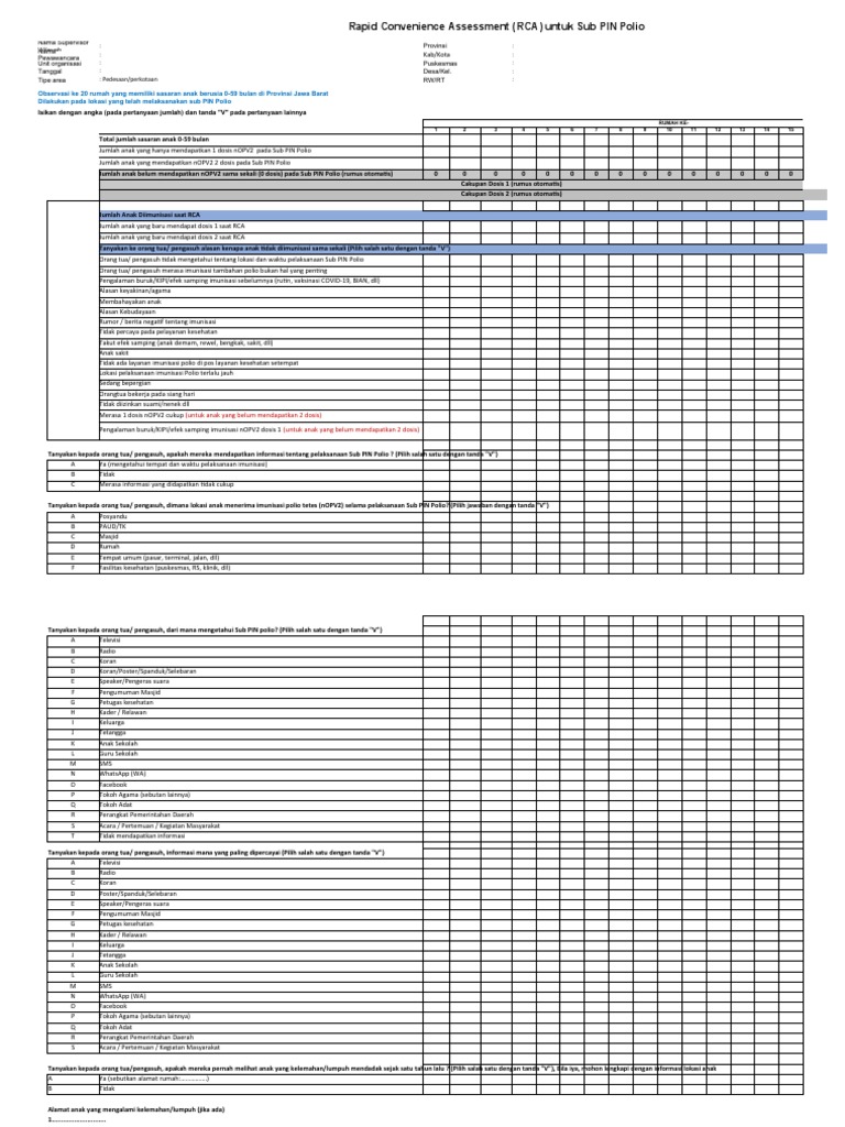 Form RCA Sub PIN Polio Jabar | PDF