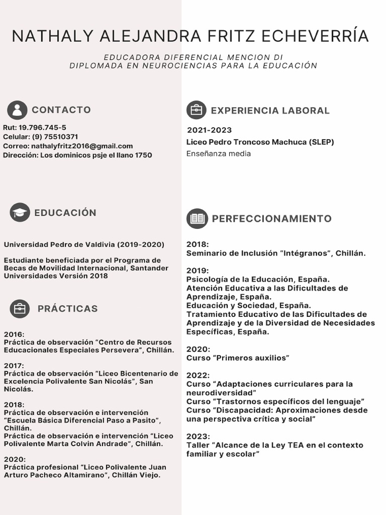 Curriculum Nathaly Fritz Echeverría | PDF