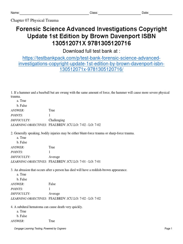 Forensic Science Advanced Investigations Copyright Update 1st Edition ...