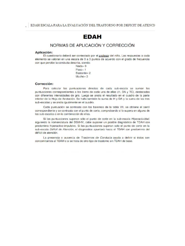 Edah Test de Tdah | PDF