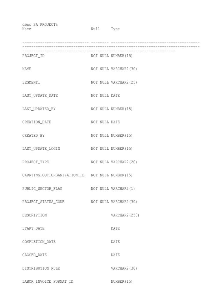 Project Data Schema Overview | PDF | Computer Data | Computer Programming