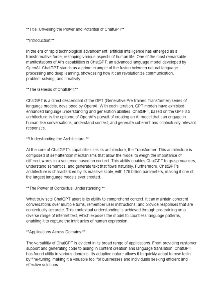 Chat GPT Essay | PDF | Artificial Intelligence | Intelligence (AI ...