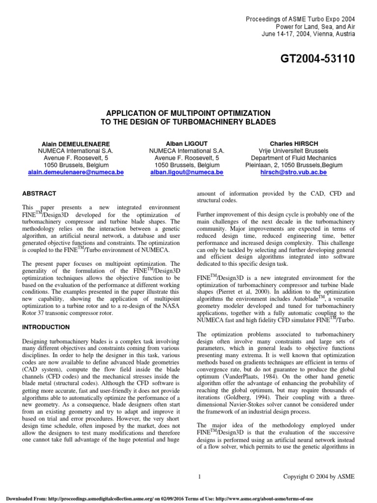 Application of Multipoint Optimization To The Design of Turbomachinery ... Application of Multipoint Optimization To The Design of Turbomachinery ...