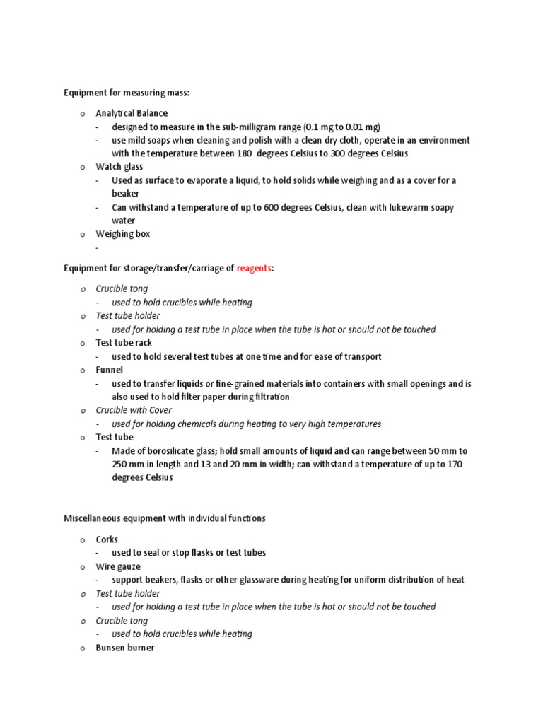 Laboratory Equipment and Uses | PDF