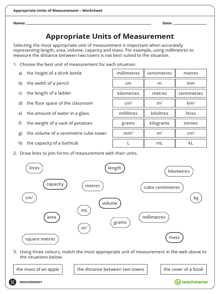 Appropriate Unitsof Measurement Worksheet Adobe Reader | PDF