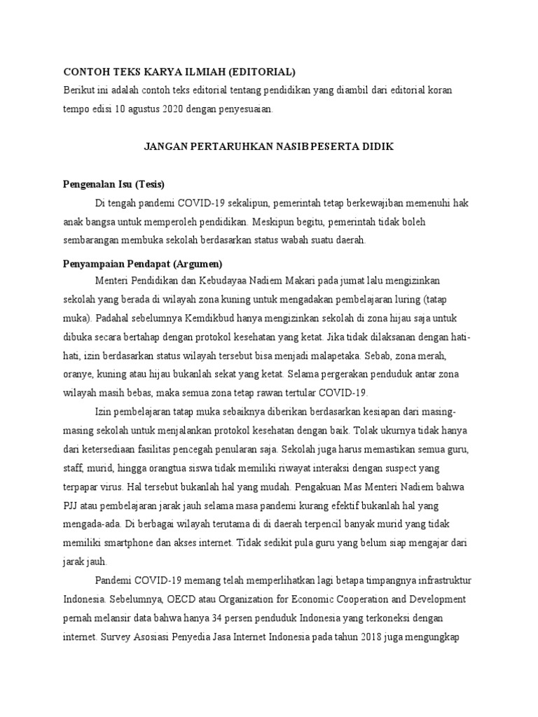 Contoh Teks Karya Ilmiah | PDF