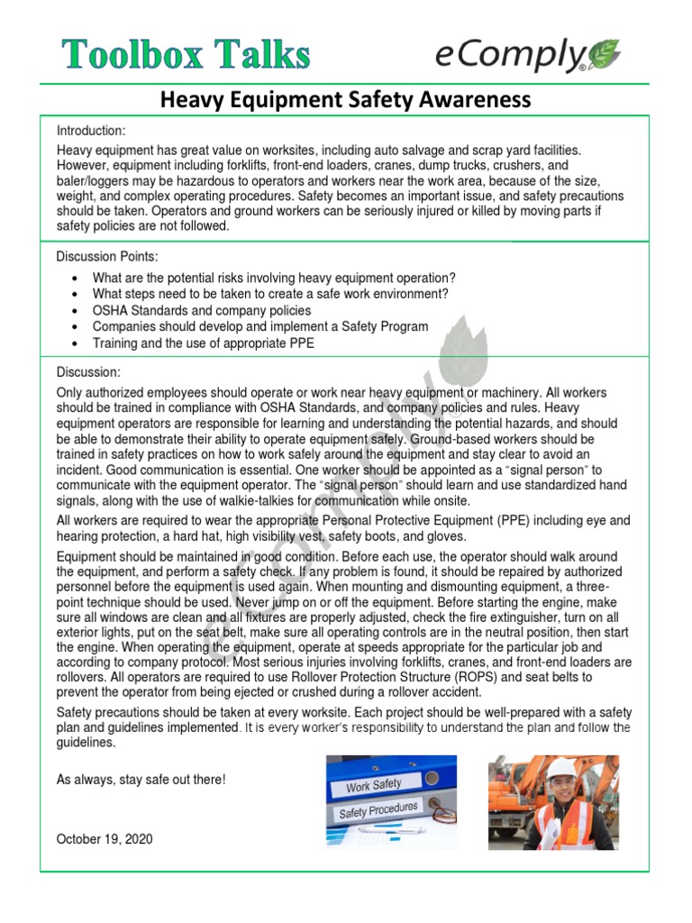 Heavy Equipment Safety Awareness | PDF