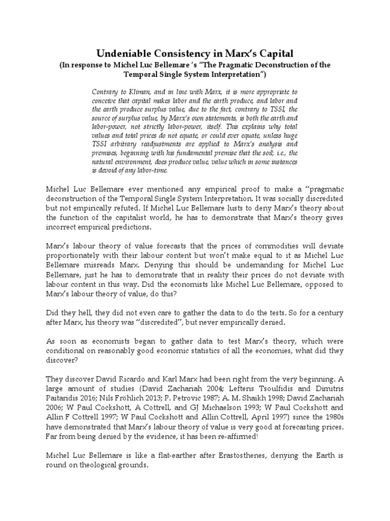 Undeniable Consistency in Marxs Capital | PDF Undeniable Consistency in Marxs Capital | PDF