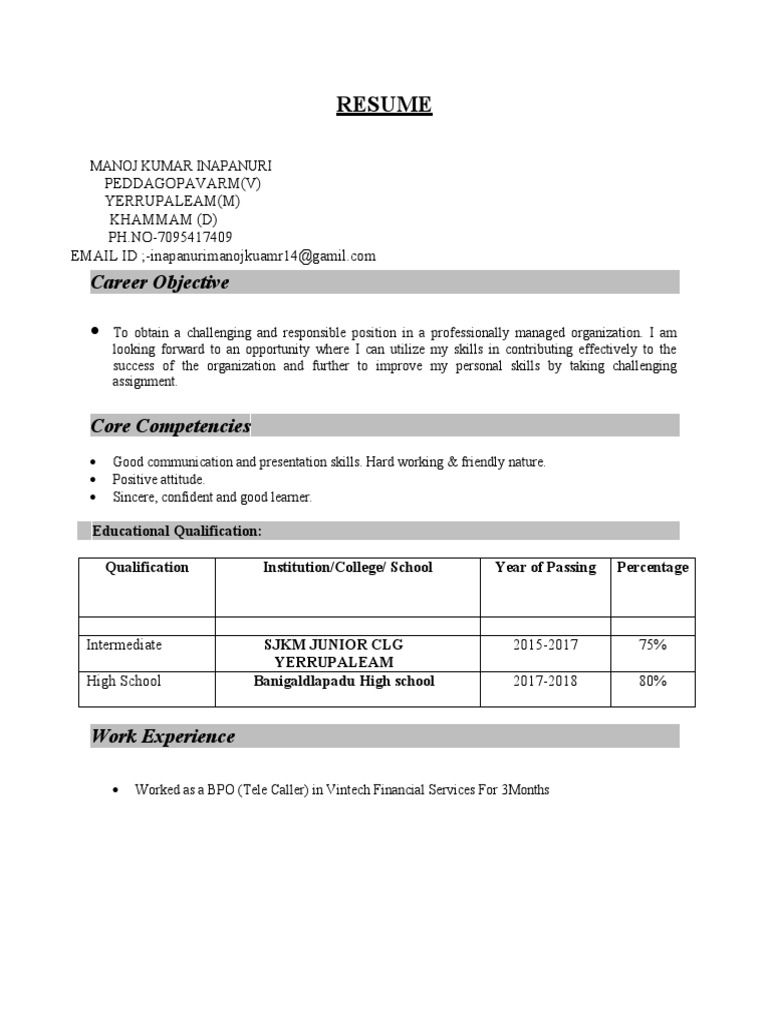 Manoj Resume | PDF