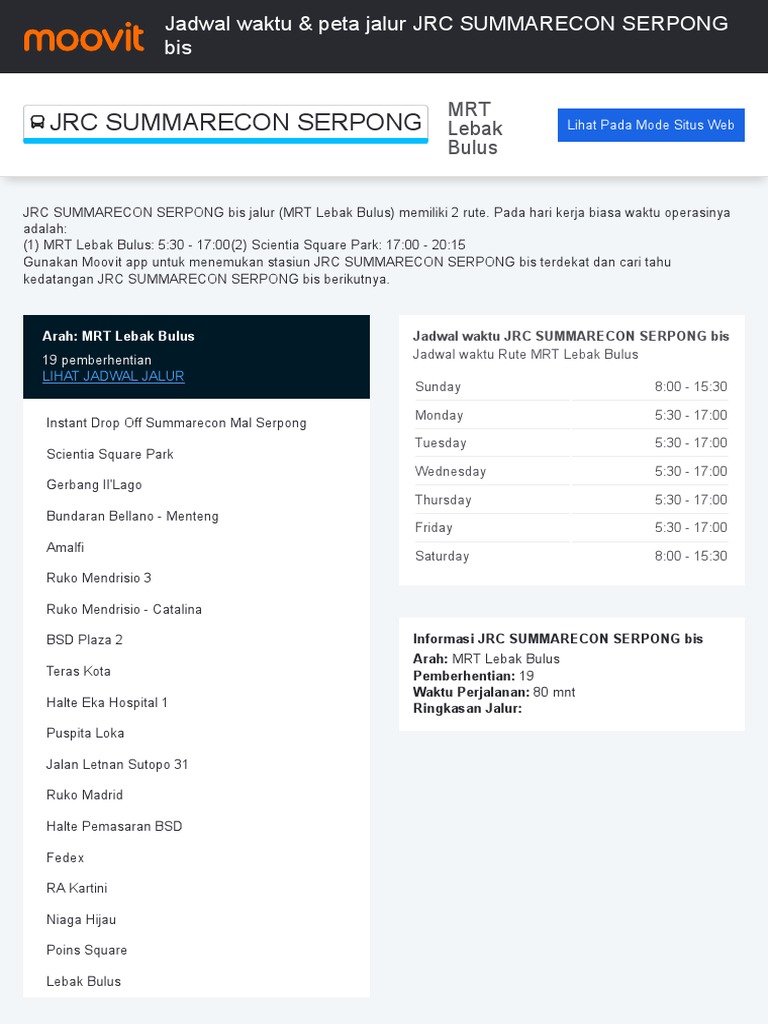 JRC Summarecon Serpong: MRT Lebak Bulus | PDF