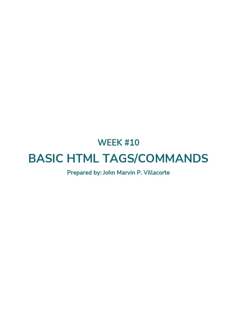 Week-11-Basic-Tags-and-Commands-in-HTML | PDF