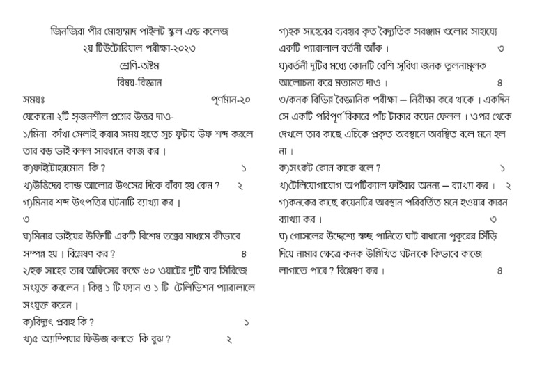 Class 8 - Biggan | PDF