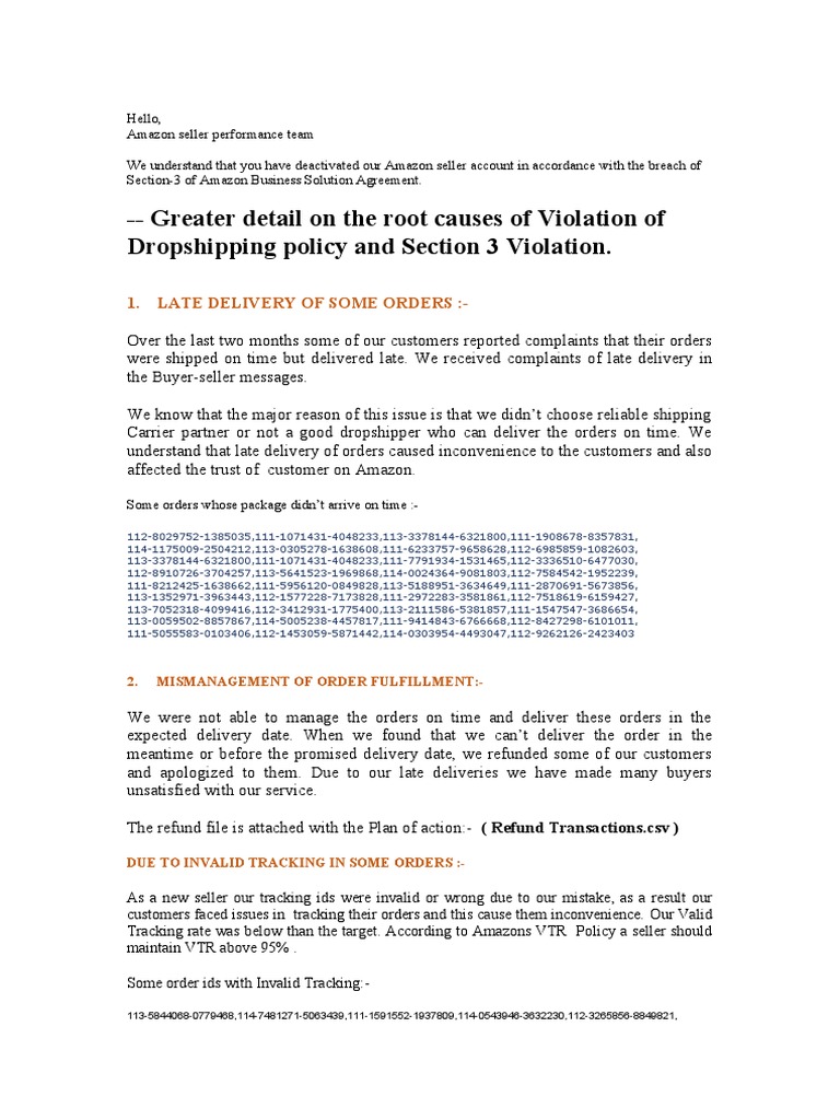 Amazon Reactivation Plan of Action | PDF | Business | Finance & Money ...