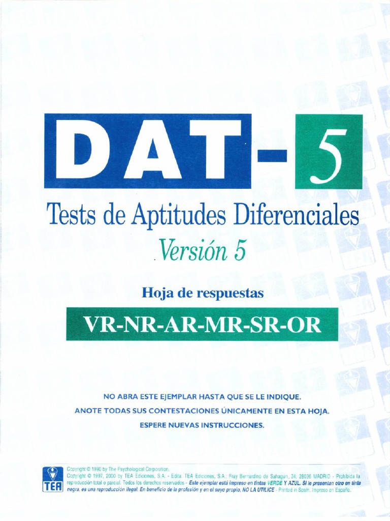 Dat 5 Hoja de Respuestas 1 | PDF