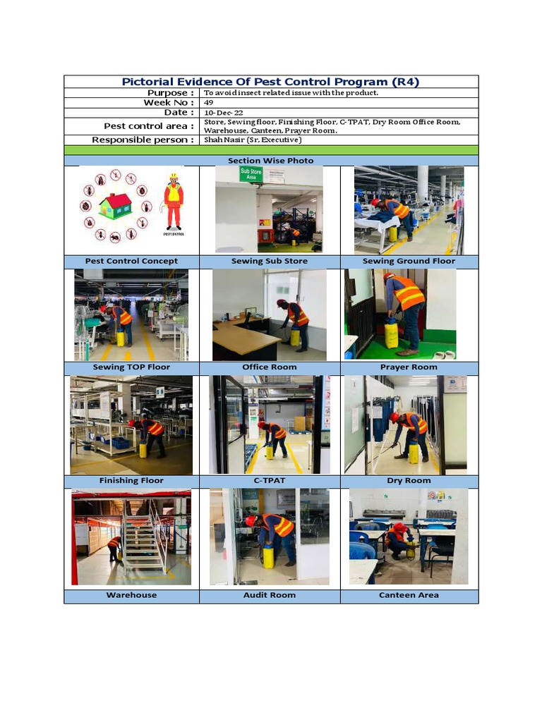 Pictorial Evidence of Pest Control Program Week 49 | PDF