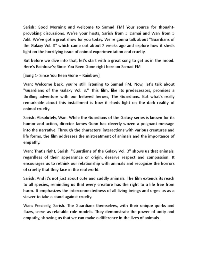 Samad FM Animal Cruelty Script | PDF