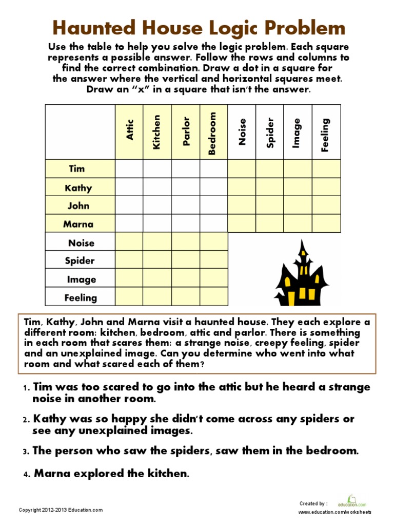 Haunted House Logic Puzzle Guide | PDF