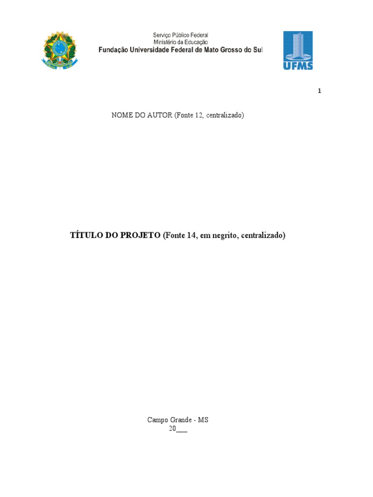 Modelo de Projeto de Pesquisa 2020 | PDF