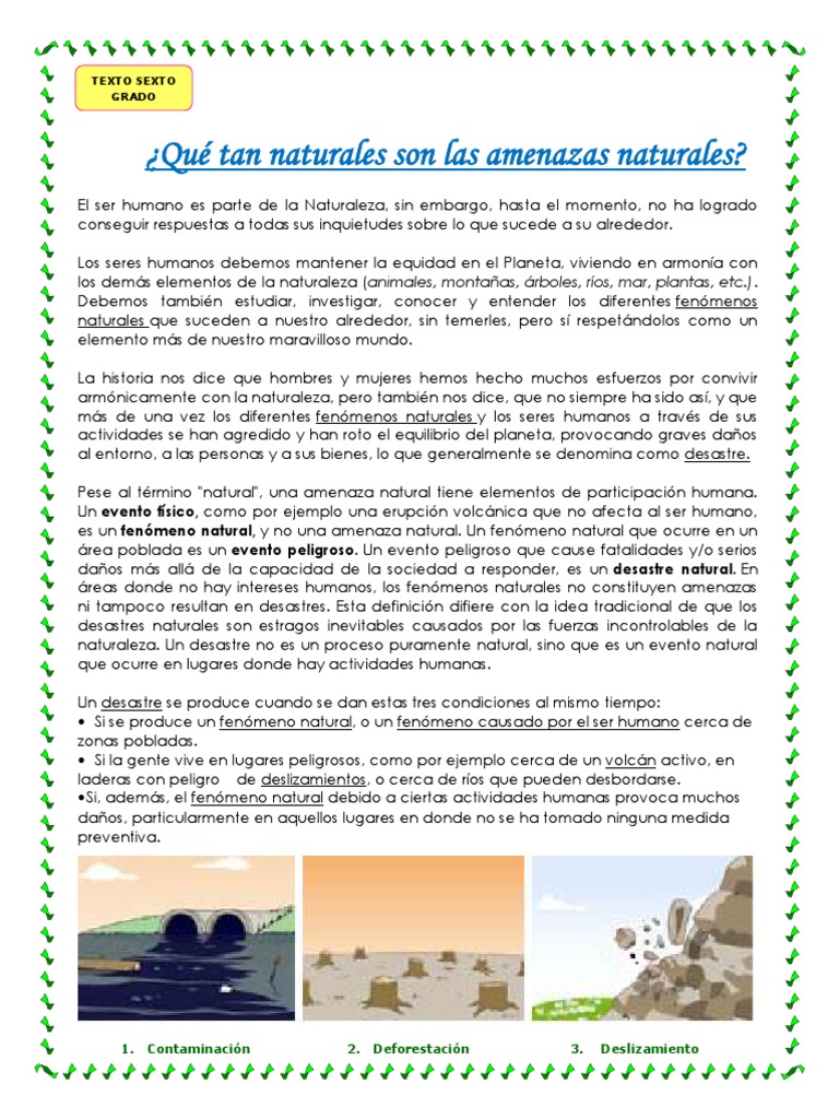 Texto - Los Fenómenos Naturales y Cuándo Se Convierte en Amenaza ...