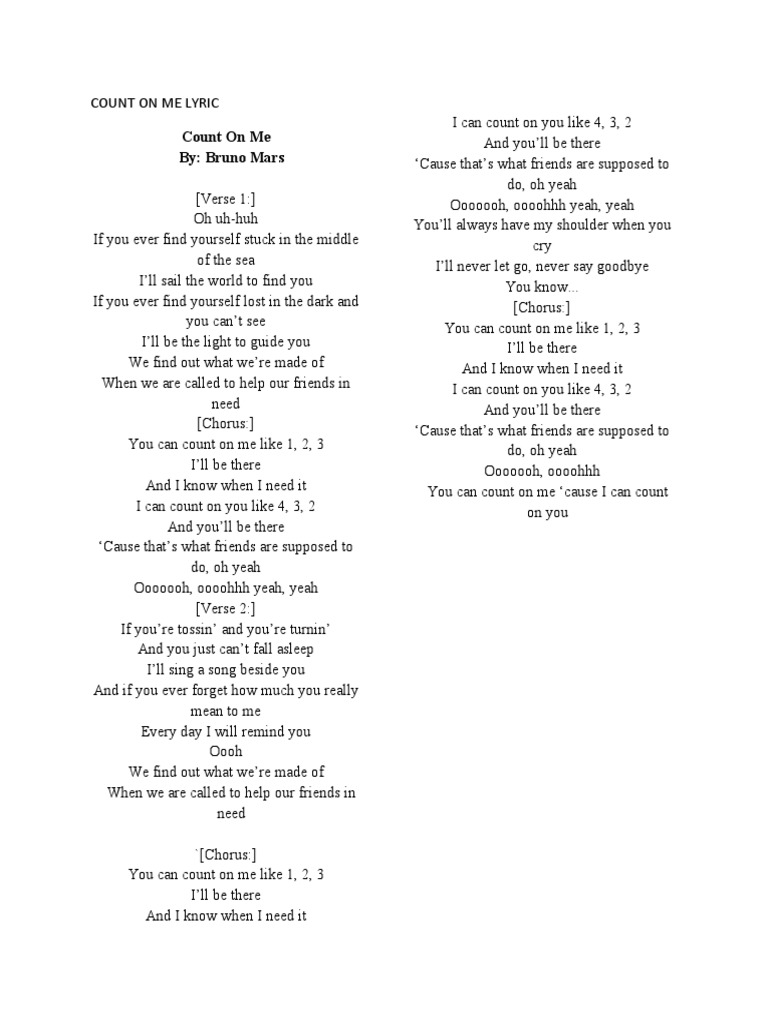 Count On Me Lyric | PDF