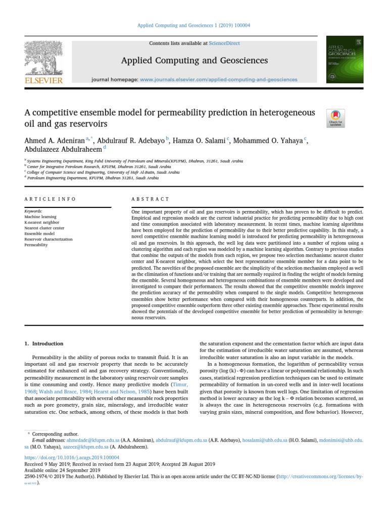 Permeability Prediction for Reservoirs | PDF | Support Vector Machine ...