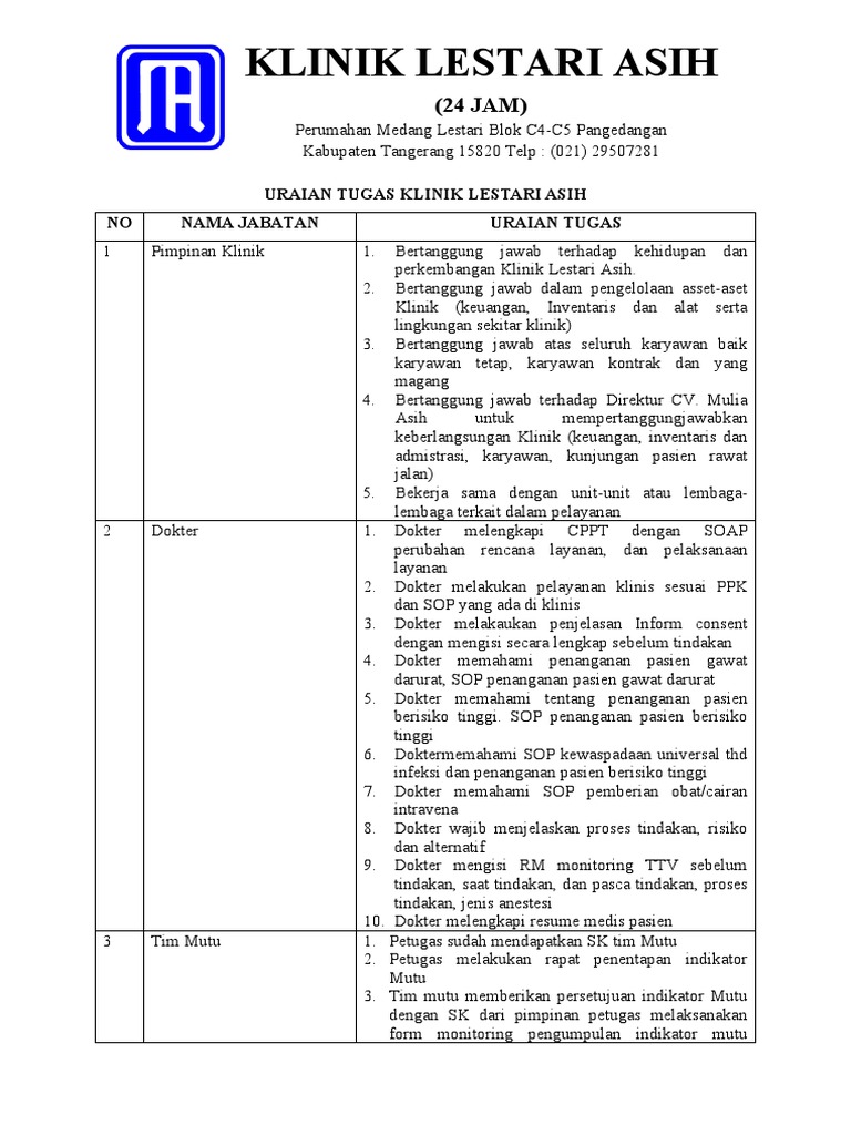 Uraian Tugas Klinik | PDF