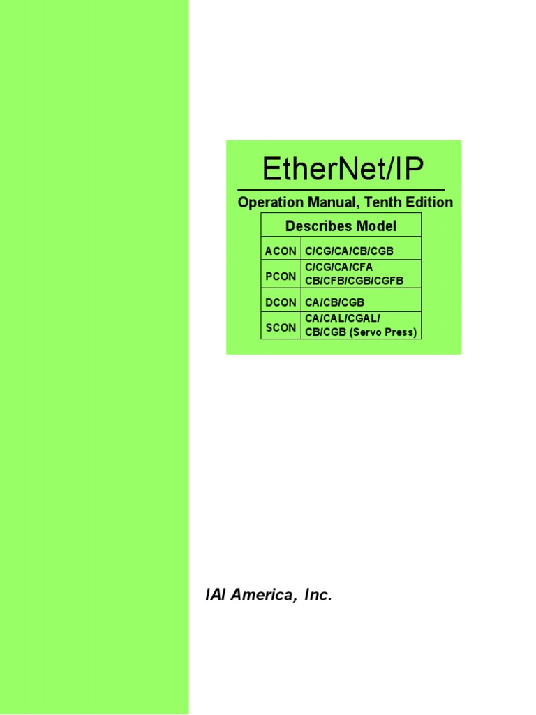 IAI EtherNet/IP Operation Manual | PDF | Duplex (Telecommunications ...