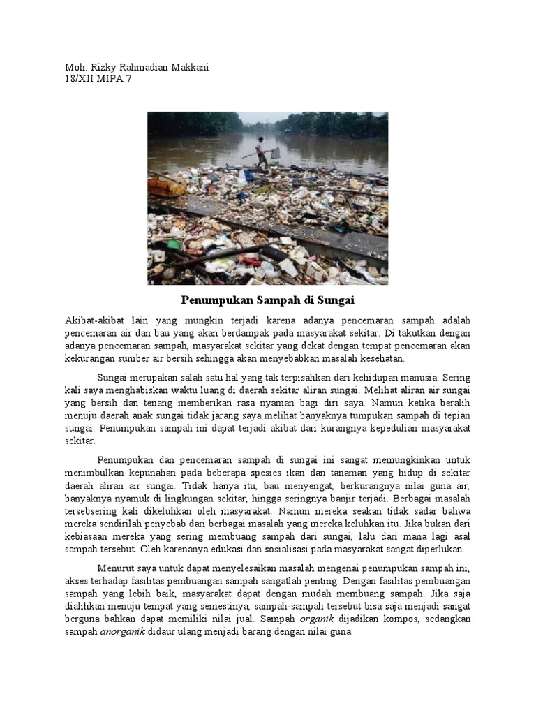 Penumpukan Sampah di Sungai dan Dampaknya | PDF