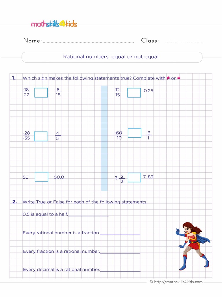 01.rational Numbers Equal or Not Equal - Qa25s | PDF