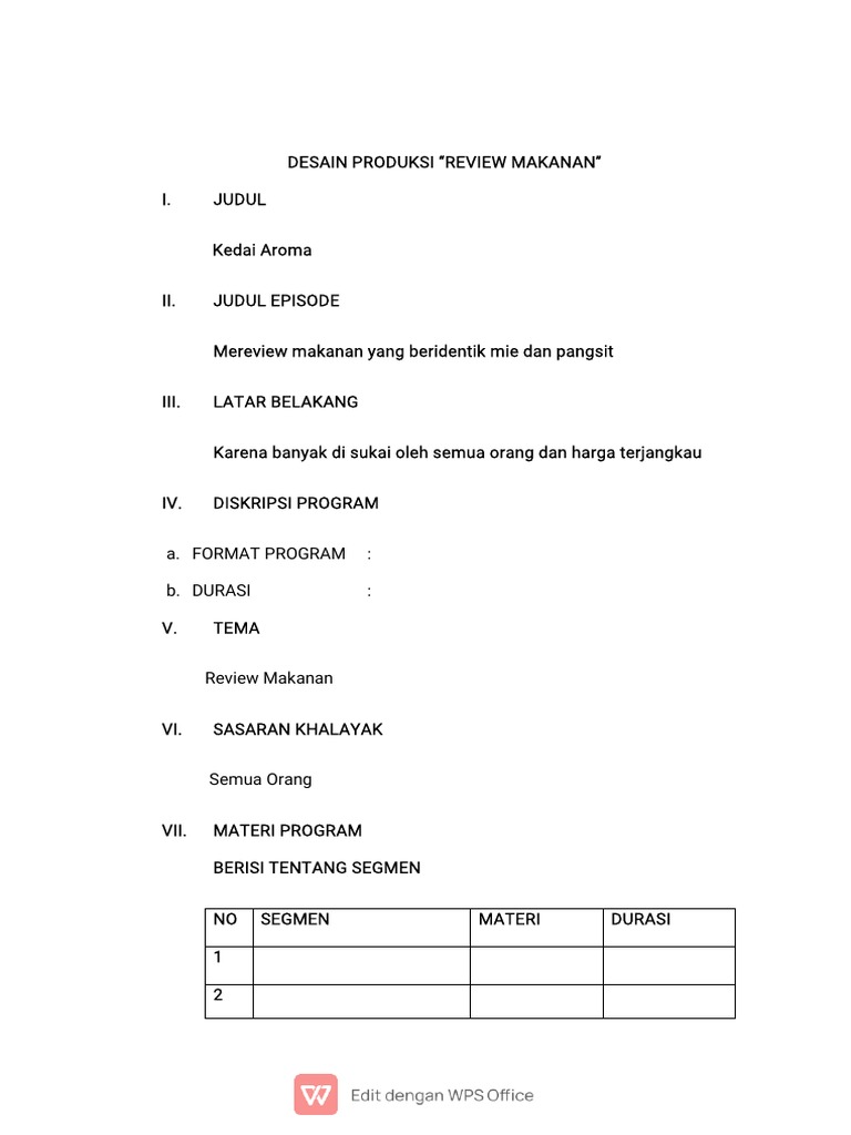 CONTOH DESAIN PRODUKSI | PDF