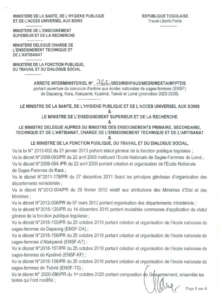 Arrete 266 - Concours Ensf - 2023 | PDF