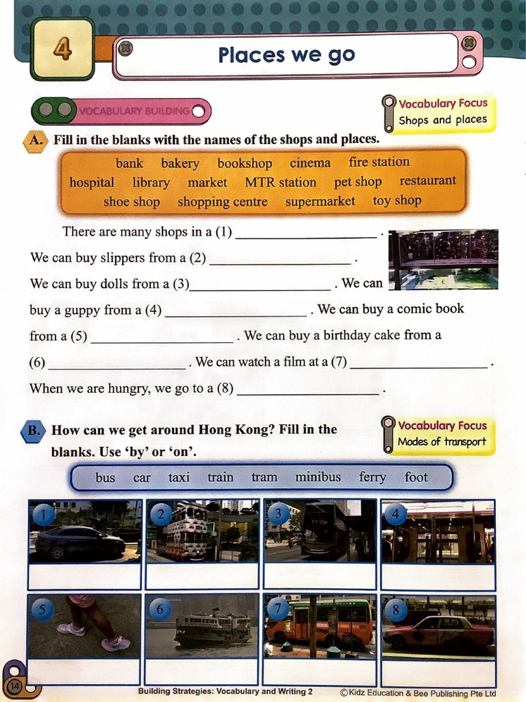 Vocabulary and Writing: Places We Go | PDF