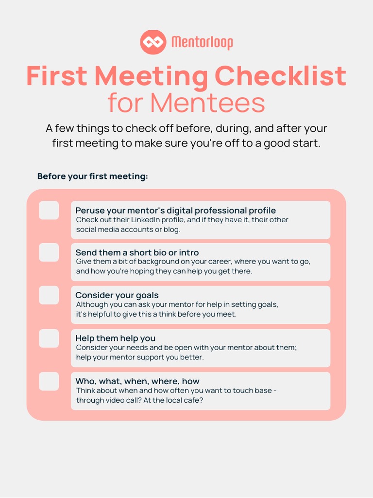 First Meeting Checklist For Mentees | PDF