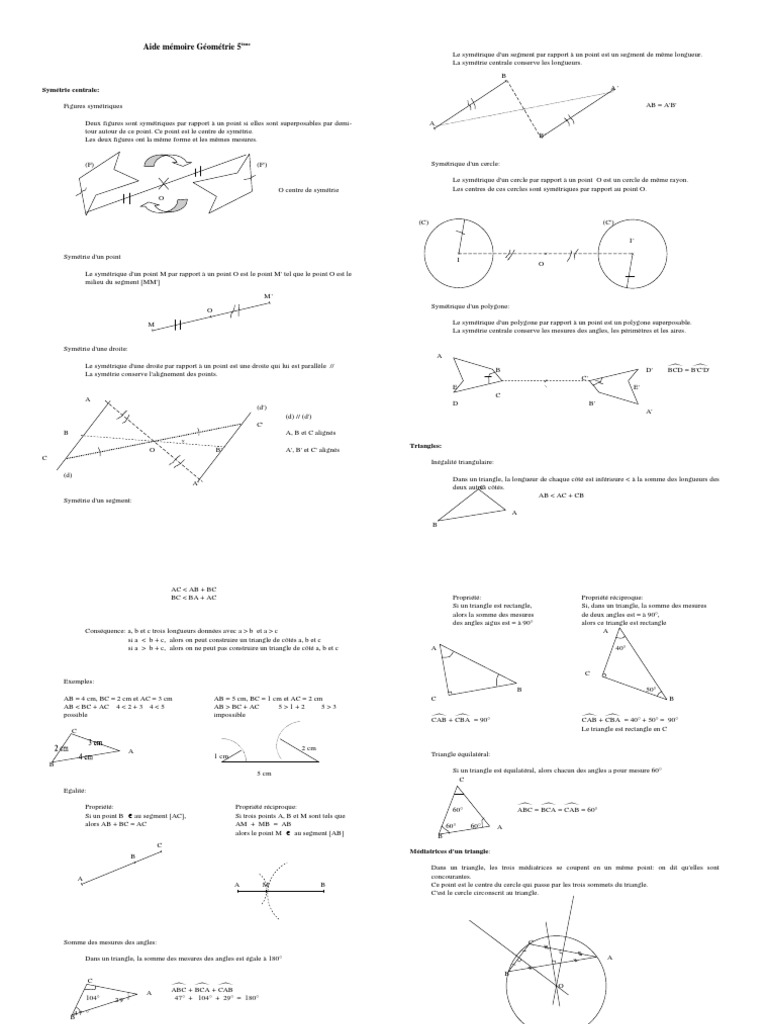 Aide Memoire Geometrie 5eme | PDF