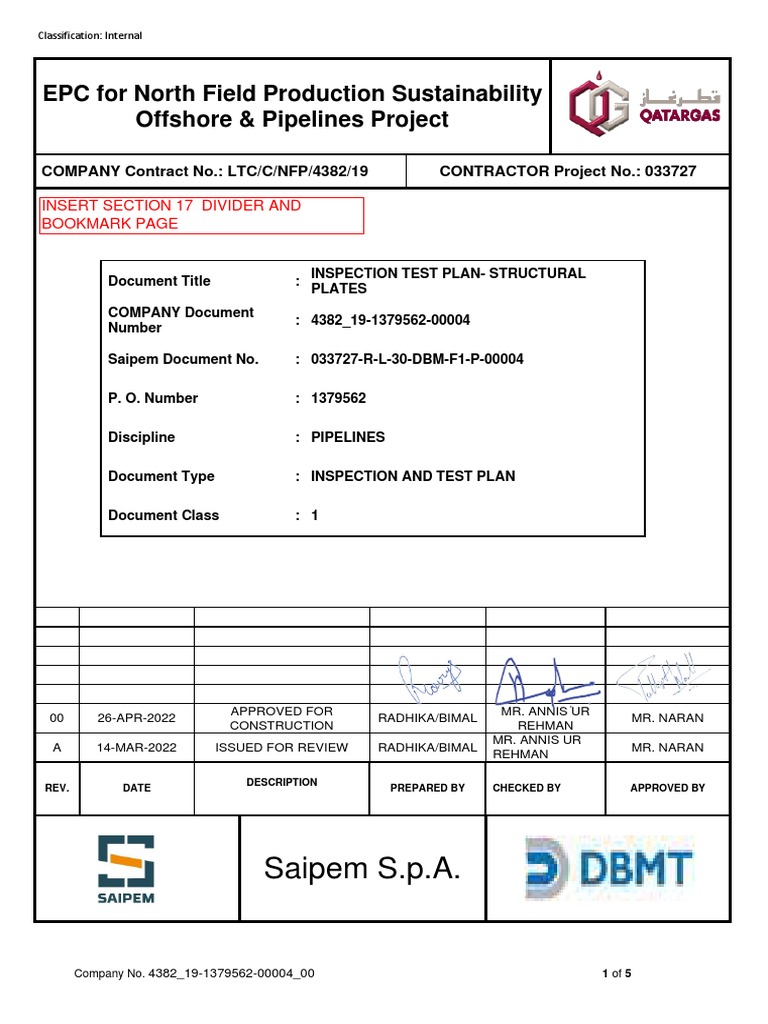 Saipem S.p.A.: EPC For North Field Production Sustainability Offshore ...
