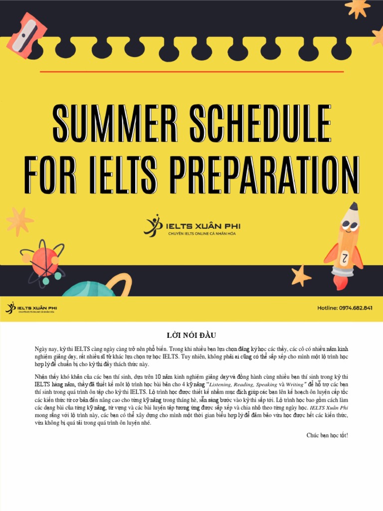 Summer Schedule For Ielts Preparation | PDF