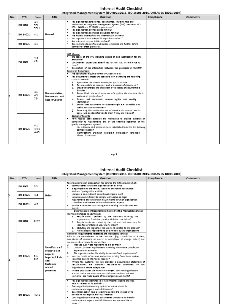 IMS-QHSE Checklist | PDF | Verification And Validation | Iso 9000