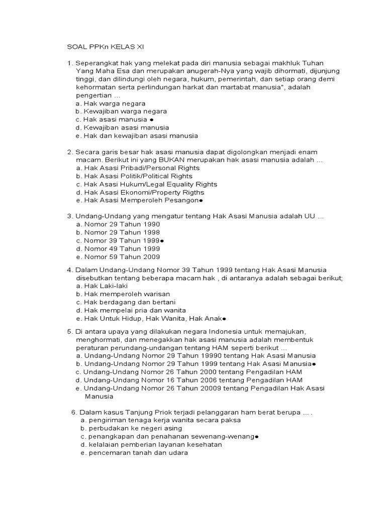 MASTER SOAL SOAL PAS PPKN XI OK | PDF