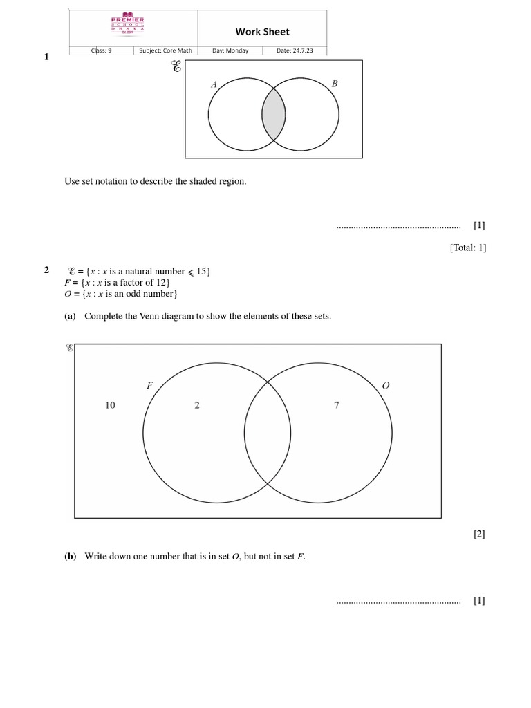 Ws Cl9 CMTH Unit1 Numbers Sets 1 | PDF | Number Theory | Elementary ...