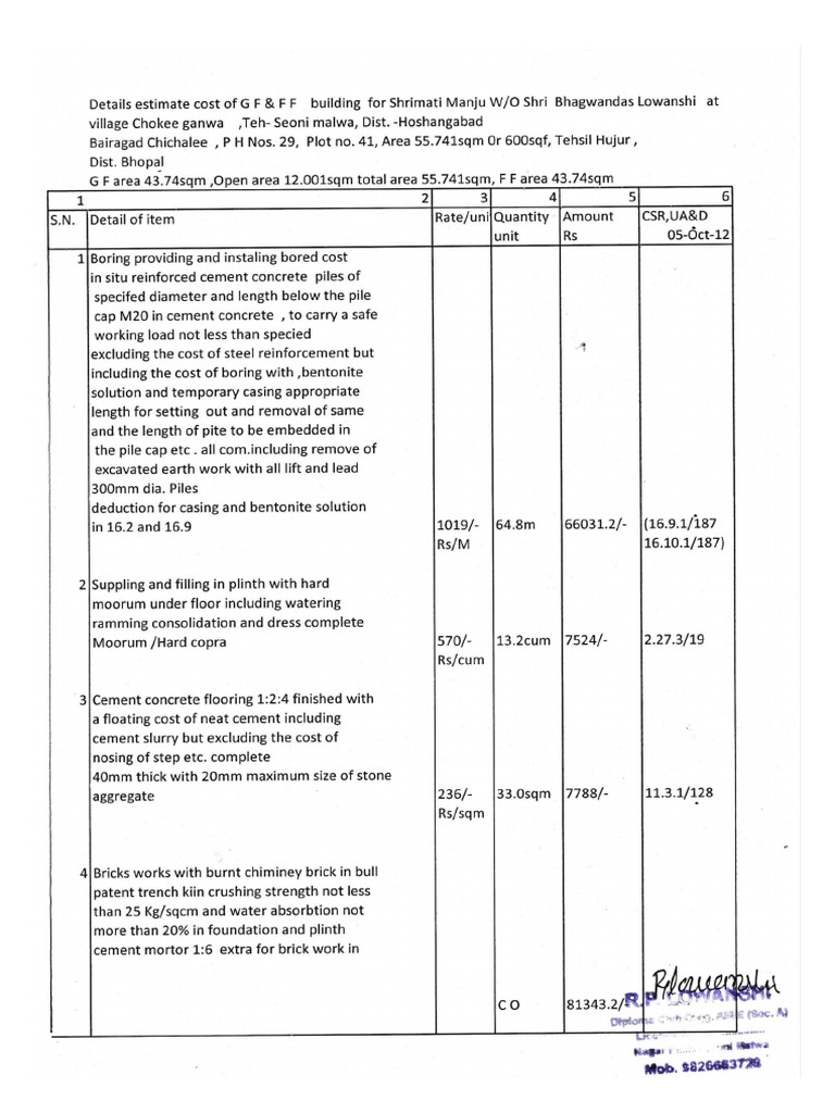 Estimate and Drawing | PDF