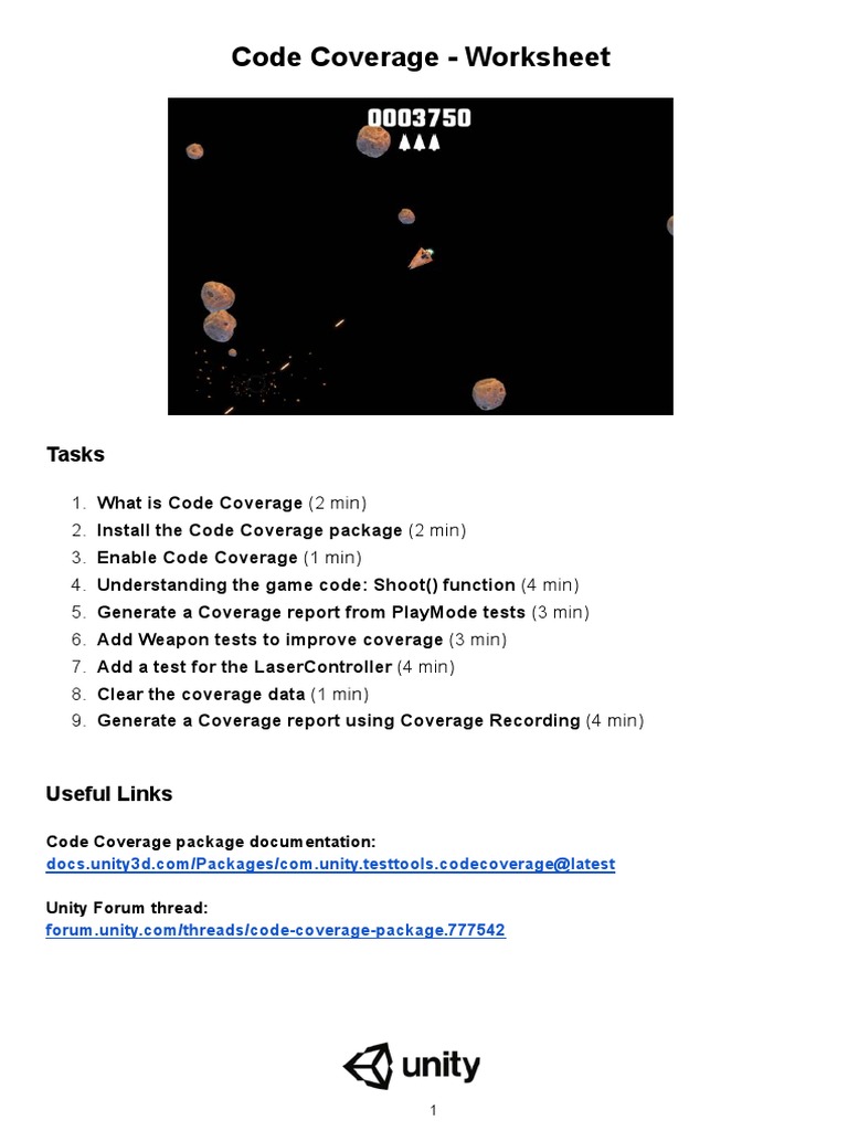 Code Coverage - Worksheet: Tasks | PDF