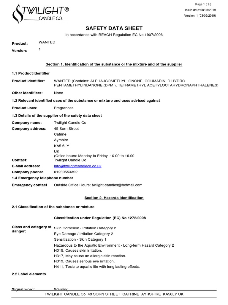 Wanted Sds For 100 Oil Pdf Toxicity Dangerous Goods