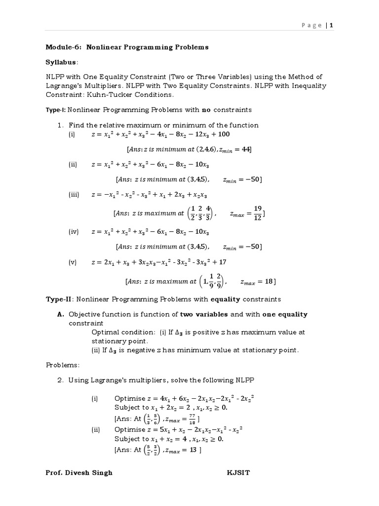 Module 6 | Download Free PDF | Mathematical Optimization | Mathematics Of Computing