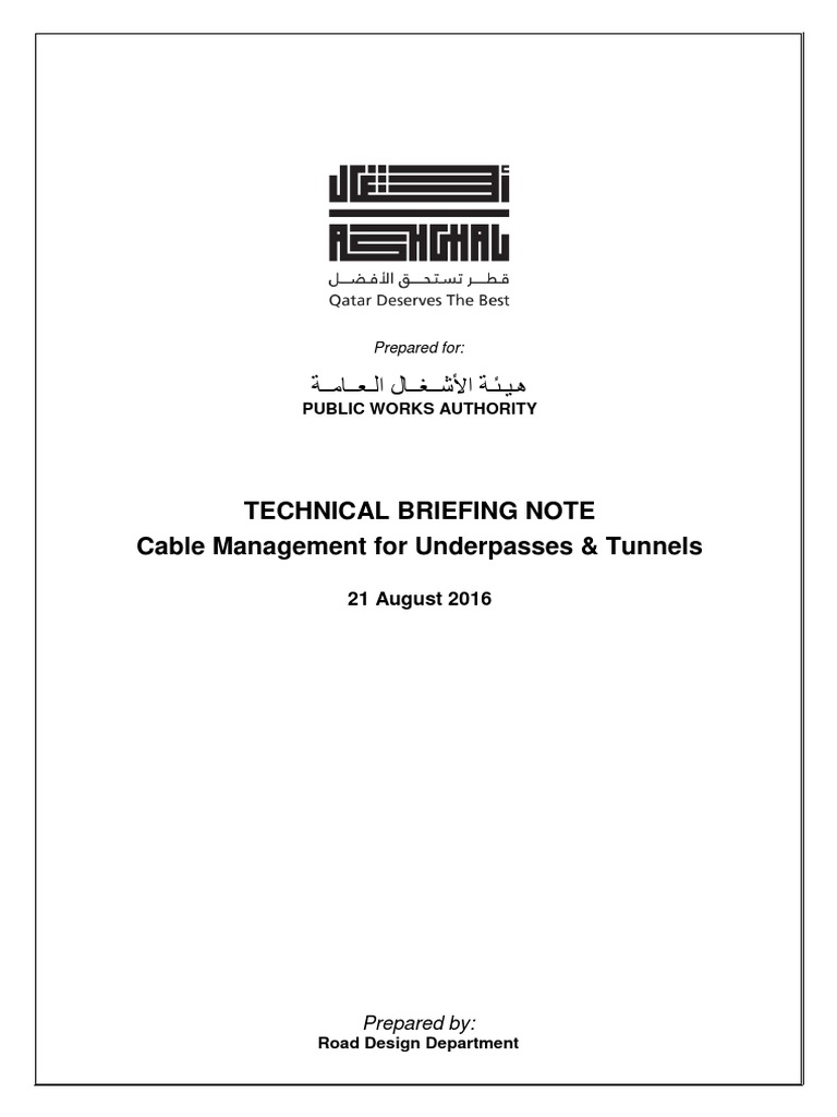 Technical Briefing Memo Cable Management For Underpasses and Tunnels ...