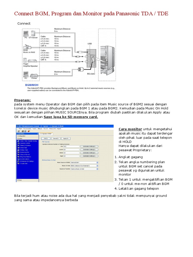 Connect BGM, Program Dan Monitor Pada Panasonic TDA | PDF