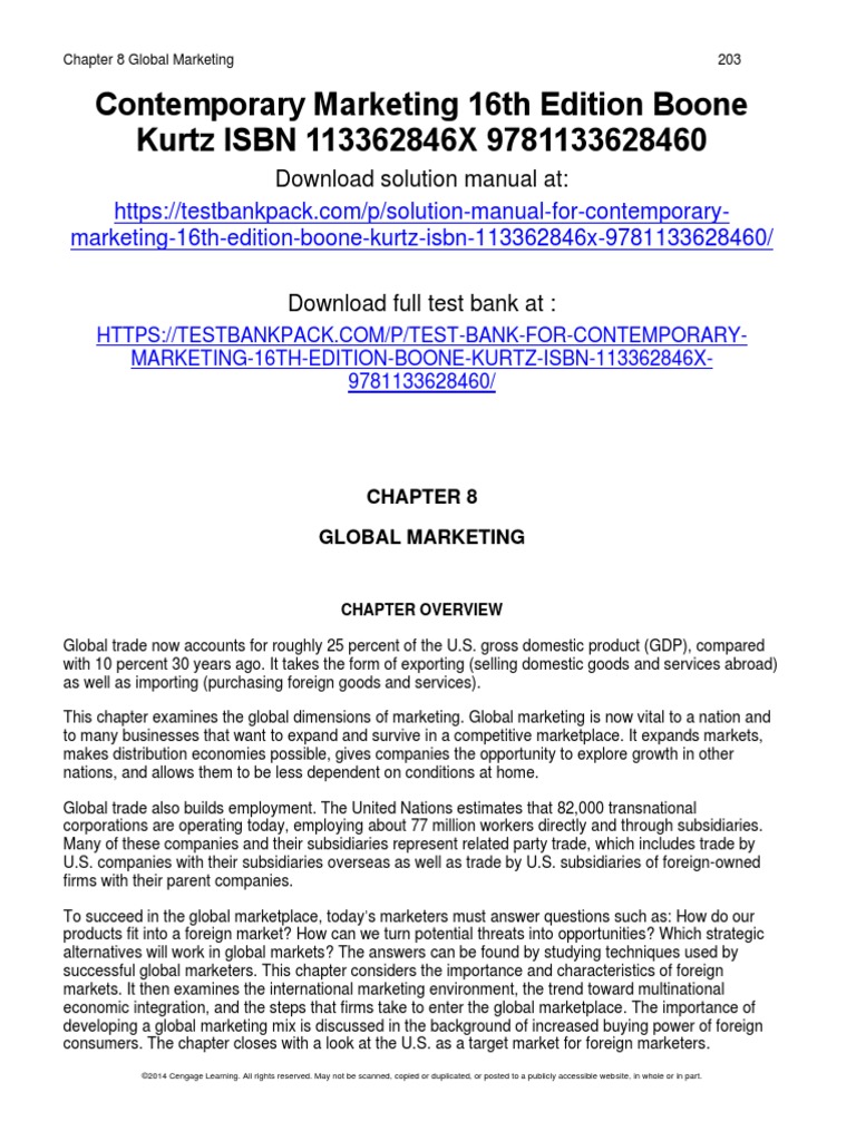 Contemporary Marketing 16th Edition Boone Solutions Manual Download ...