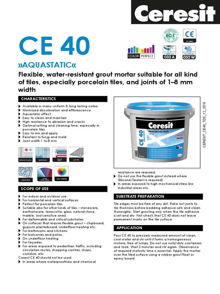 Ceresit Global Ce40 Aquastatic Tds | PDF | Tile | Water