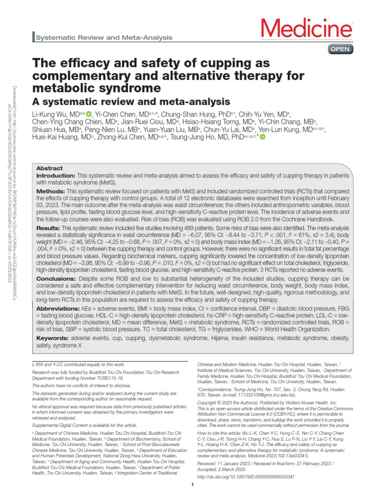 The Efficacy and Safety of Cupping As.1 | PDF | Meta Analysis ...