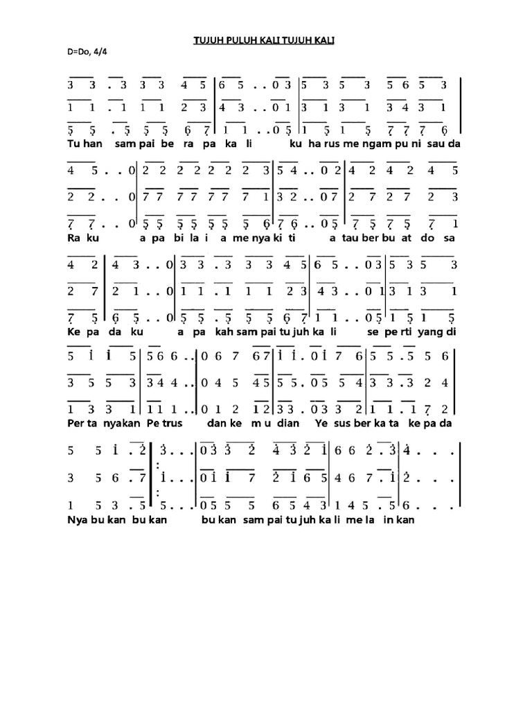 Partitur (Tujuh Puluh Kali Tujuh Kali) | PDF